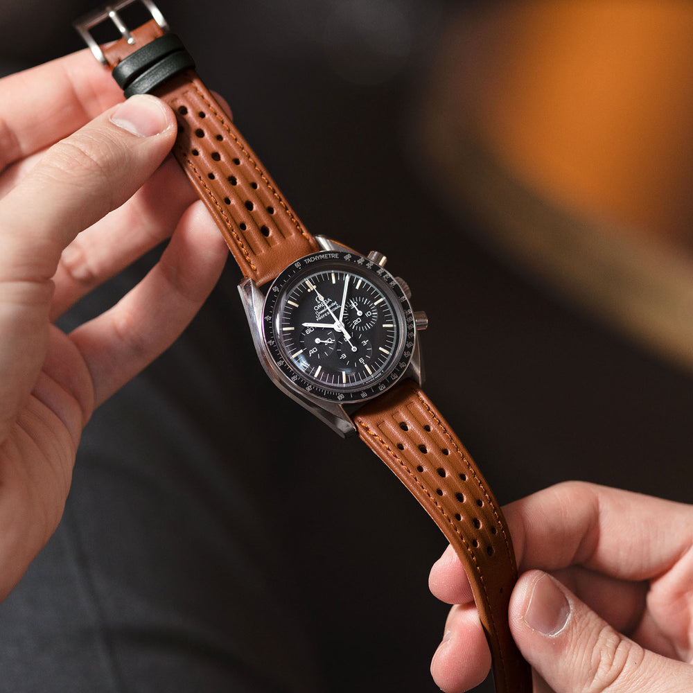 British Racing Cognac Brown Leather Watch Strap - Jubilee Edition
