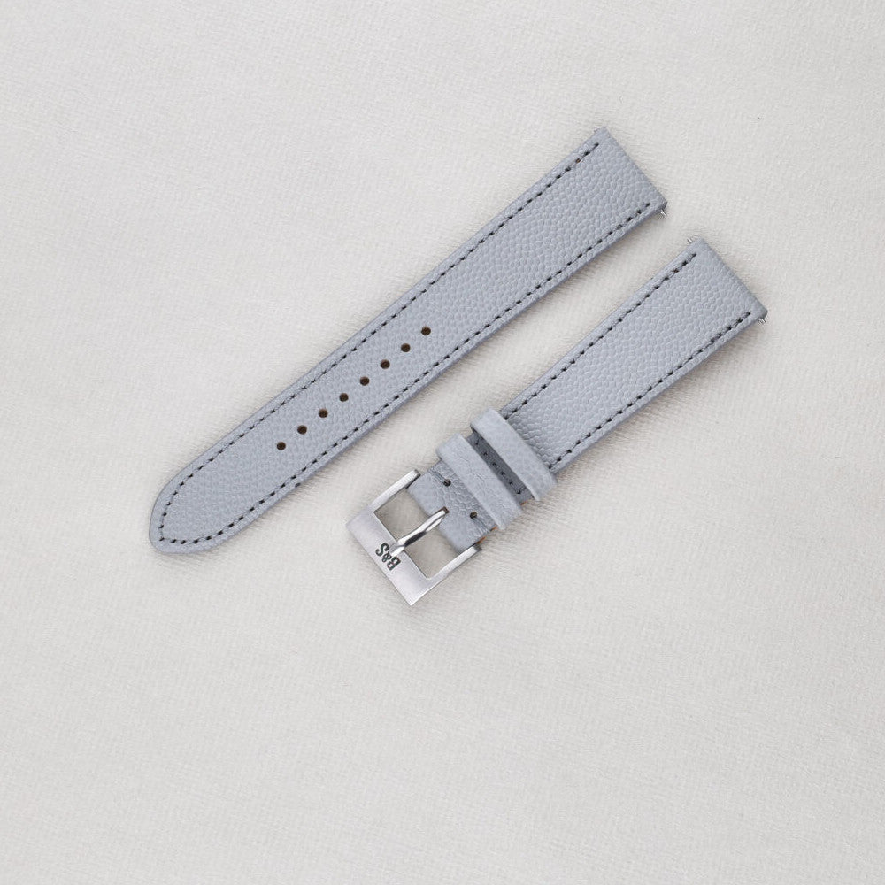 Sample Sale - Pebbled Light Grey Tonal Leather Watch Strap - 19mm & 20