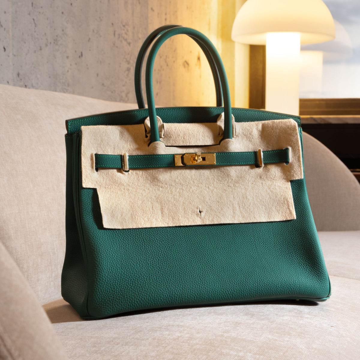 Hermès Birkin 35 Veau Grana Malachite New Full Set